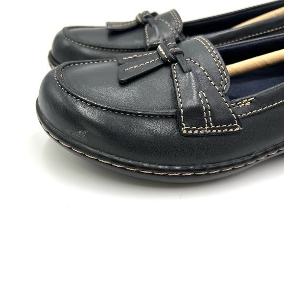 Clarks | Shoes | Clarks Womens Ashland Bubble Navy Blue Leather Slip On ...